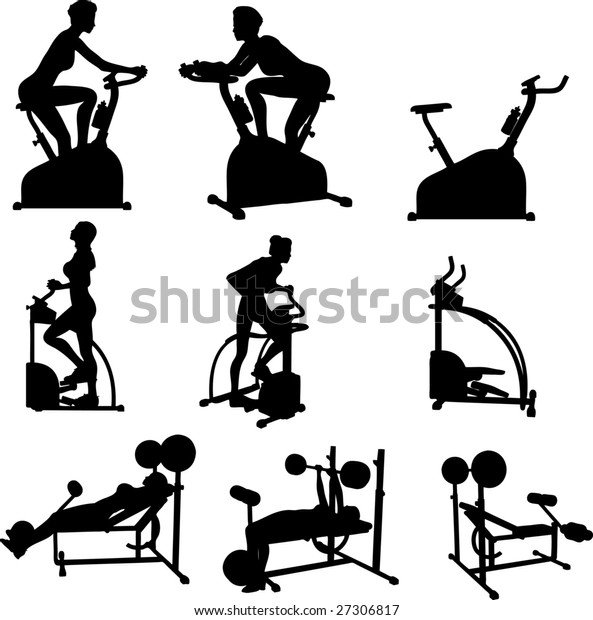Female Exercise Bitmap Silhouettes Stock Illustration 27306817 ...