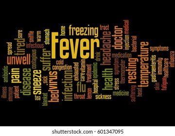 Fever Word Cloud Concept On Black Stock Illustration 601347095 ...
