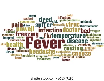 Fever Word Cloud Concept On White Stock Illustration 601347191 ...