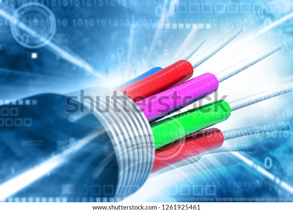 Fiber Optic Cable Over Futuristic Technological Stock Illustration ...