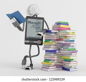 Two Fictional Characters Symbolize Reading Stock Illustration 123989236 ...