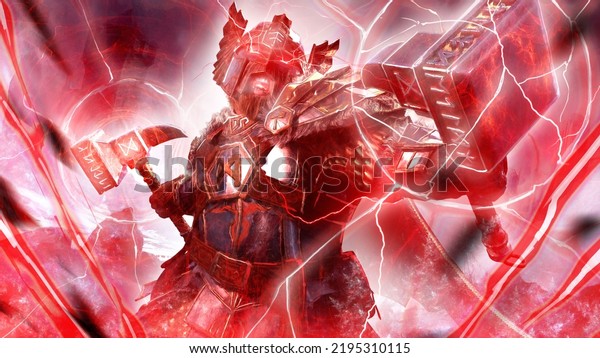 Fierce Dwarf Warrior Heavy Runic Armor Stock Illustration 2195310115 ...