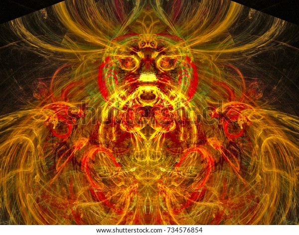 Fiery Ghost Abstract Magic Energy Multicolored Stock Illustration 734576854