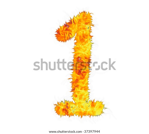 Fiery Number On White Background One Stock Illustration 37397944 ...