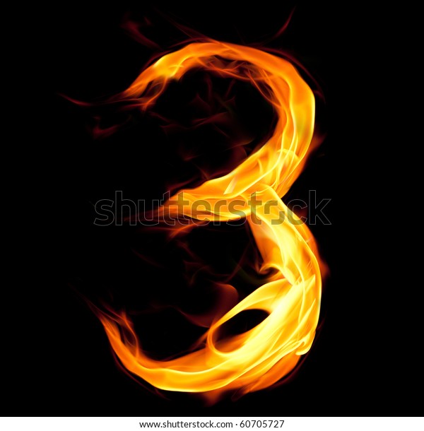 Fiery Number Three Stock Illustration 60705727 | Shutterstock