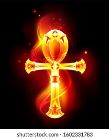 Fiery Orange Patterned Egyptian Ankh On Stock Illustration 1602331783 ...