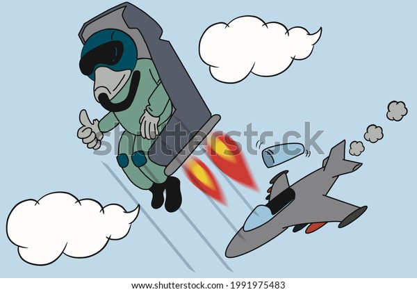 Fighter Pilot Escaping Cockpit Emergency Situation Stock Illustration ...