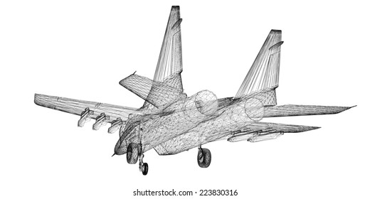 Fighter Plane Model Body Structure Wire Stock Illustration 223830316 ...