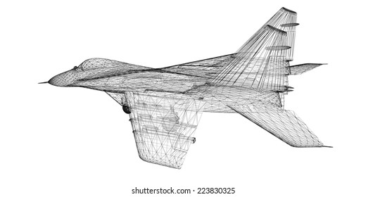 Fighter Plane Model Body Structure Wire Stock Illustration 223830364