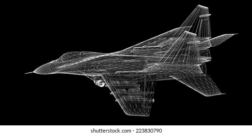 Fighter Plane Model Body Structure Wire Stock Illustration 223831144