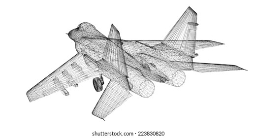 Fighter Plane Model Body Structure Wire Stock Illustration 223830820 ...