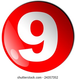 Nine 9 Red Number Button Stock Illustration 17020498 | Shutterstock