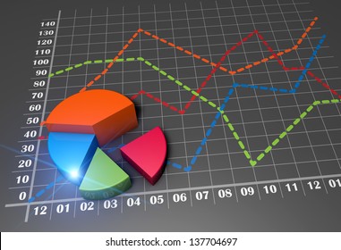 Financial Pie Chart Linear Graph Stock Illustration 137704697 ...