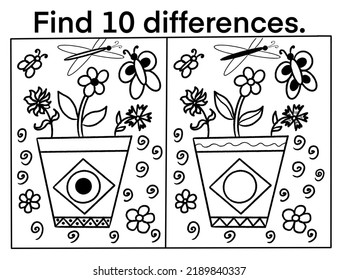 Find 10 Differences Visual Puzzle Coloring Stock Illustration ...