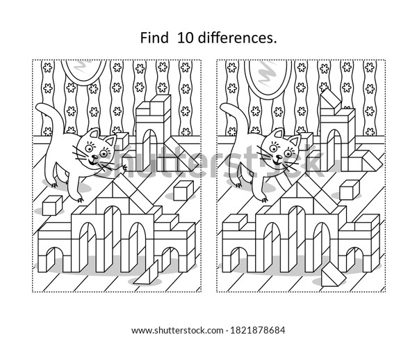Find 10 Differences Visual Puzzle Coloring Stock Illustration ...