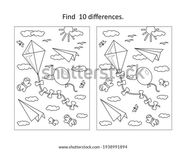 Find 10 Differences Visual Puzzle Coloring: ภาพประกอบสต็อก 1938991894 ...