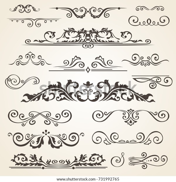 Fine Line Set Design Elements Isolated 스톡 일러스트 731992765