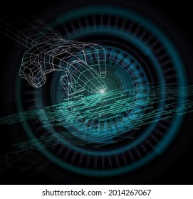 Finger Pointing 3d Wireframe Rendering High Stock Illustration ...