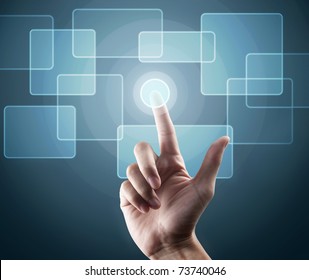 Finger Pushing Button Digital Concept Stock Illustration 73740046