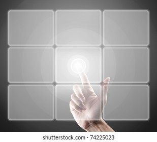 Finger Pushing Button Transparent Box Your Stock Illustration 74225023 ...