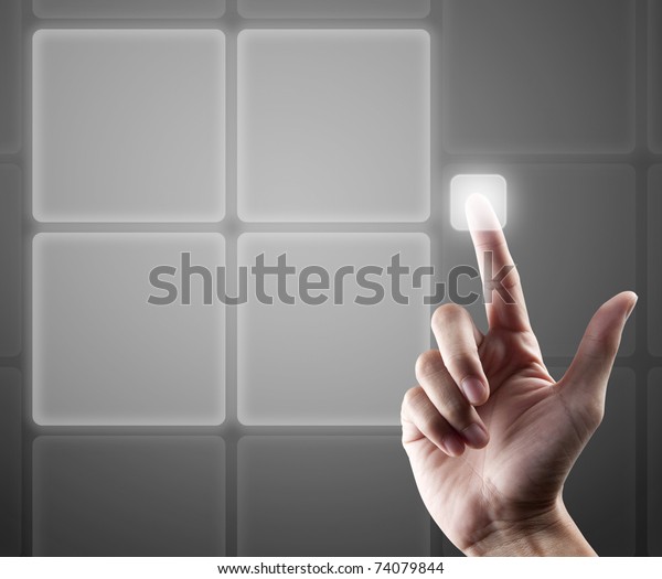 Finger Pushing Button Transparent Box Your 스톡 일러스트 74079844 | Shutterstock