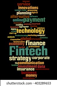 Fintech Word Cloud Concept On Black Stock Illustration 403289653 ...