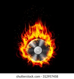 Fire Burning Cd Black Background Stock Illustration 312957458 ...