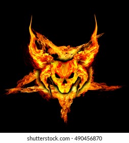 Fire Devil Face On Black Background Stock Illustration 490456870 ...