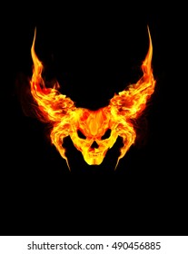 Fire Devil Face On Black Background Stock Illustration 490456885 ...