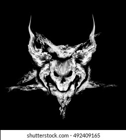 Fire Devil Face On Black Background Stock Illustration 492409165 ...