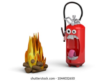 Fire Extinguisher Character Scared 3d Stock Illustration 1044032650 ...