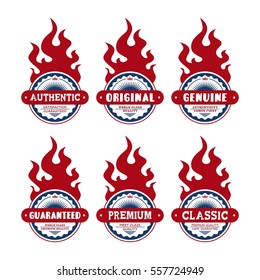 Fire Flame Label Theme Product Quality Stock Illustration 557724949