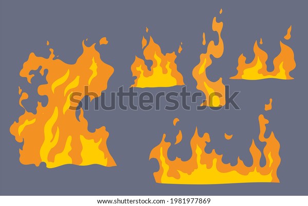 Fire Flame Set Different Shapes Stock Illustration 1981977869 ...