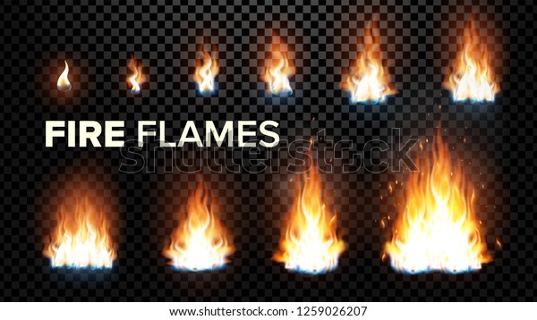 Fire Flames Set Different Animation Stages Stock Illustration 1259026207