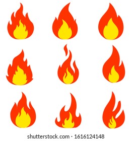 Fire Flames Vector Set Ignition Light 스톡 일러스트 1616124148 | Shutterstock