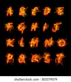Fire Font Collection 스톡 일러스트 303379079 | Shutterstock