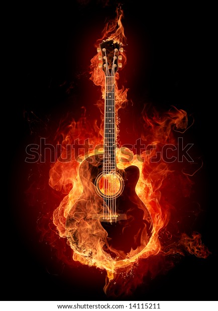 Fire Guitar Stock Illustration 14115211