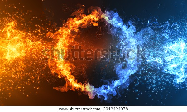 Fire Ice Concept Design Spark 3d Stock Illustration 2019494078 Shutterstock