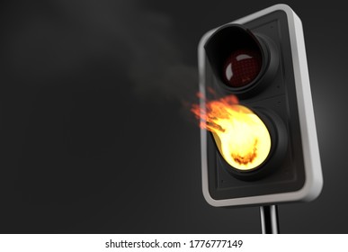Fire Inside Traffic Light On Grey Stock Illustration 1776777149 ...