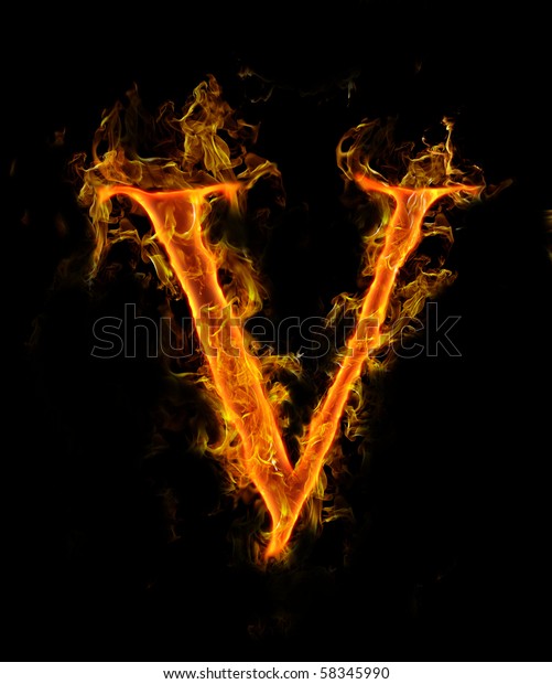 Fire Letter V Stock Illustration 58345990 | Shutterstock