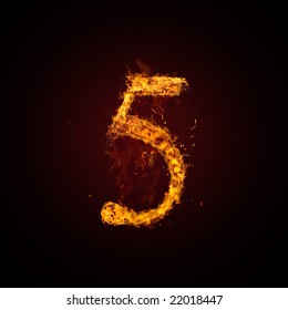 Fire Alphabet Number 5 Isolated On: ilustración de stock 266850560 ...