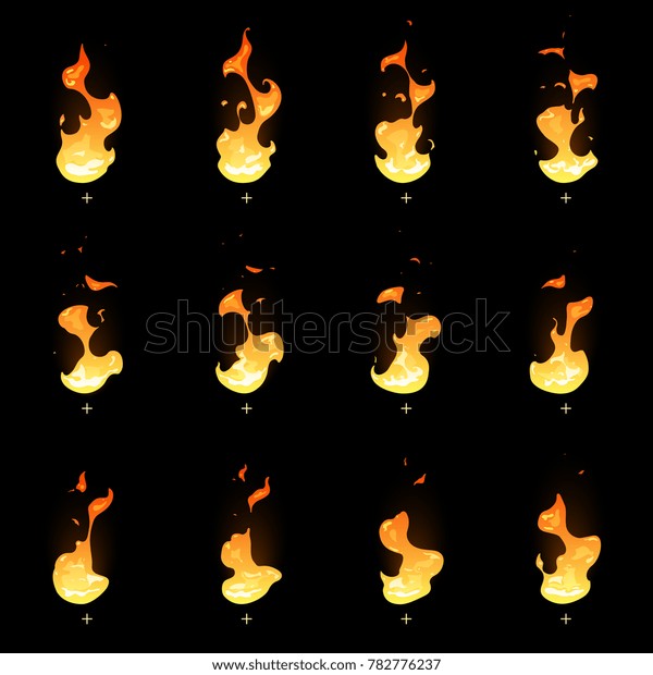 Fire Sprite Sheet Cartoon Flame Game Stock Illustration 782776237 ...