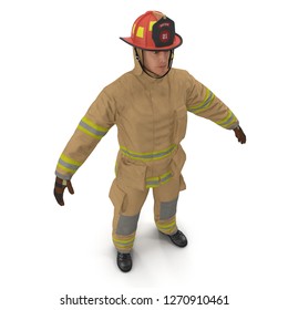 Firefighter Uniform Standing Pose 3d Illustration Stock Illustration ...