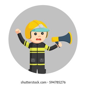 Fireman Megaphone Circle Background Stock Illustration 594785276 ...