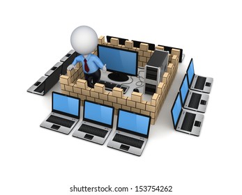 Firewall Conceptisolated On White Background3d Rendered Stock ...
