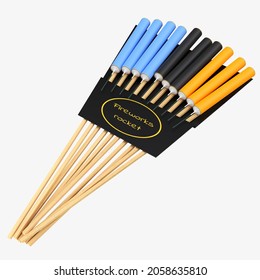 Fireworks Rocket Set 3d Rendering Isolated Stock Illustration ...