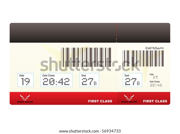 First Class Plane Ticket Boarding Pass Stock Illustration 56934733