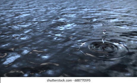 First Rain Drop Falling Lake 3d Stock Illustration 688770595 | Shutterstock