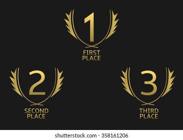 First Second Third Place Icons Golden: เวกเตอร์สต็อก (ปลอดค่าลิขสิทธิ์ ...