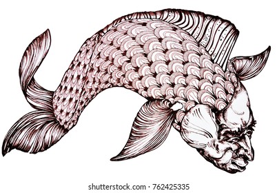 Fish Human Face 스톡 일러스트 762425335 | Shutterstock